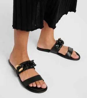 See By Chloé Lynette Leather Chain Detail Flat Sandals