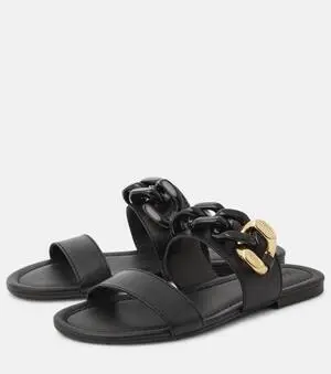 See By Chloé Lynette Leather Chain Detail Flat Sandals