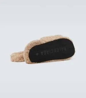 Balenciaga Embroidered Slides - Beige