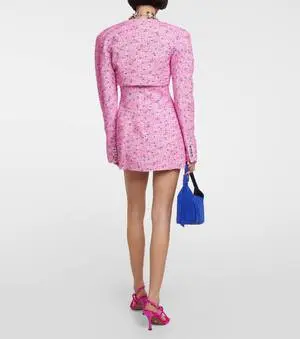 AREA Embellished Boucle Cropped Jacket