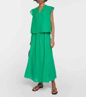 Velvet By Graham & Spencer Melanie Cotton And Silk Voile Top