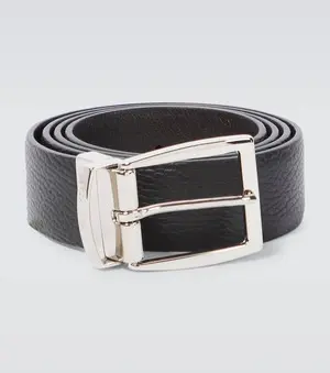 Canali Leather Belt With Silver-tone Buckle - Black