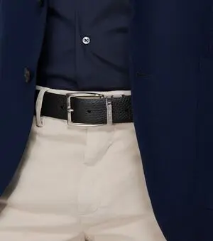 Canali Leather Belt With Silver-tone Buckle - Black
