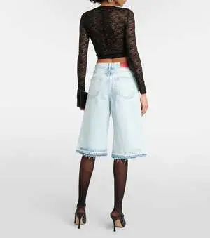 Alessandra Rich Embellished Denim Bermuda Shorts