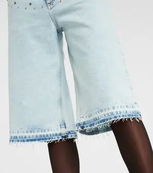 Alessandra Rich Embellished Denim Bermuda Shorts