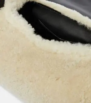 Amina Muaddi Gemini Small Shearling Shoulder Bag