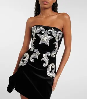 Balmain Embellished Velvet Mini Dress