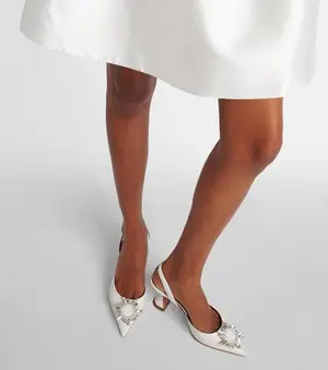 Amina Muaddi Begum 70 Leather Slingback Pumps