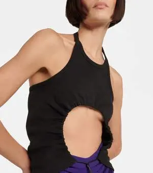 Alaïa Halter Neck Ruched Cotton Top