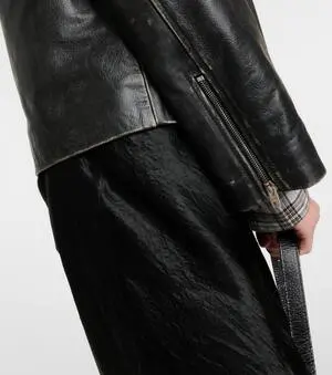Acne Studios Distressed Leather Biker Jacket - Black