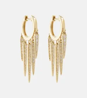 SYDNEY EVAN Fringe Huggie Earrings With Diamonds - Gold