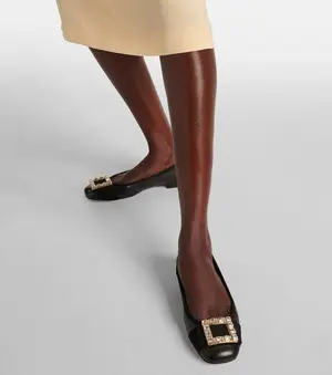 ROGER VIVIER Tres Vivier Embellished Leather Ballet Flats