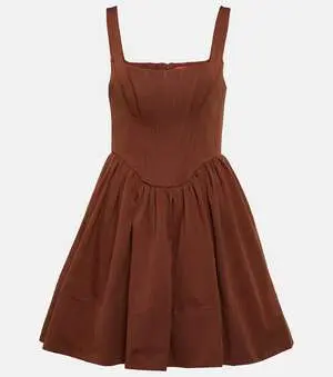 Staud Landscape Babydoll Mini Dress - Brown