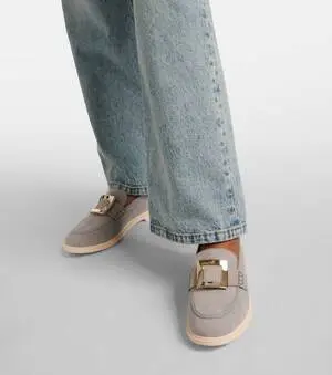 ROGER VIVIER Viv Rangers Leather Loafers - Grey