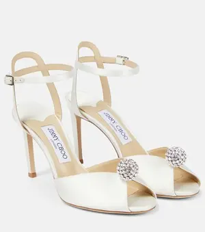 JIMMY CHOO Sacora 85 Embellished Sandals - White