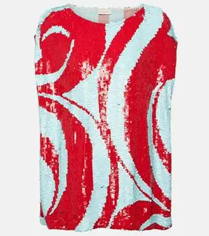 Dries Van Noten Sequined Top - Red