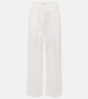 TOTEME High-rise Wide-leg Cotton Twill Trousers - White