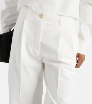 TOTEME High-rise Wide-leg Cotton Twill Trousers - White