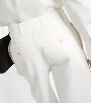 TOTEME High-rise Wide-leg Cotton Twill Trousers - White