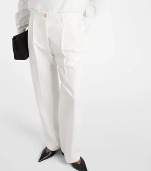TOTEME High-rise Wide-leg Cotton Twill Trousers - White