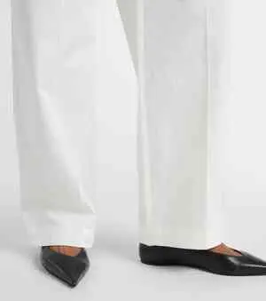 TOTEME High-rise Wide-leg Cotton Twill Trousers - White