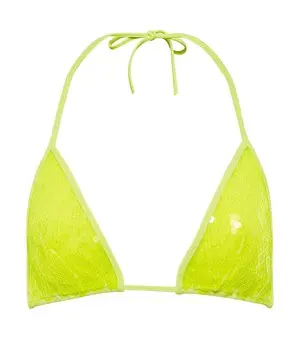 David Koma Sequined Triangle Bikini Top - Yellow