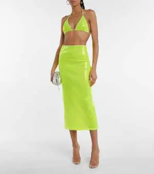 David Koma Sequined Triangle Bikini Top