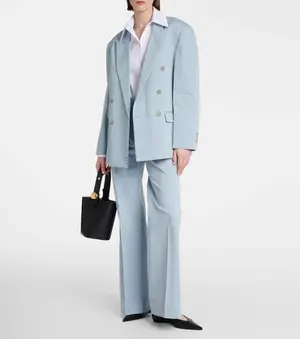 Plan C High-rise Cotton-blend Flared Trousers