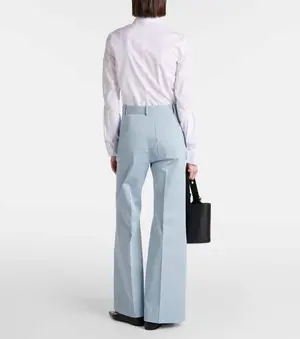 Plan C High-rise Cotton-blend Flared Trousers