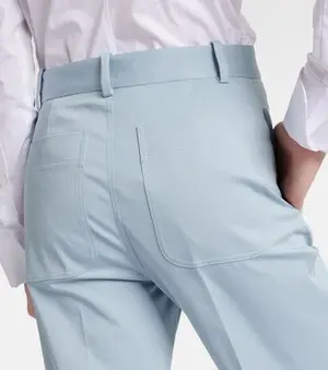 Plan C High-rise Cotton-blend Flared Trousers