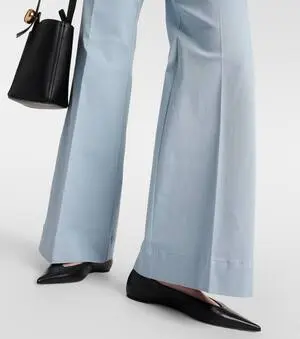 Plan C High-rise Cotton-blend Flared Trousers
