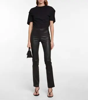 Stouls Cropped Leather Trousers - Black