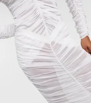Khaite Laure Ruched Maxi Skirt - White