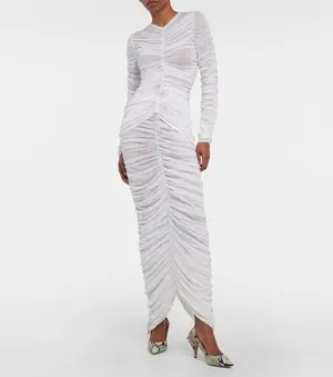 Khaite Laure Ruched Maxi Skirt - White
