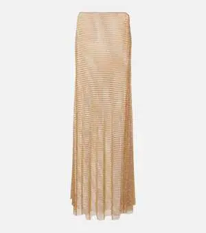 SELF-PORTRAIT Crystal-embellished Mesh Maxi Skirt