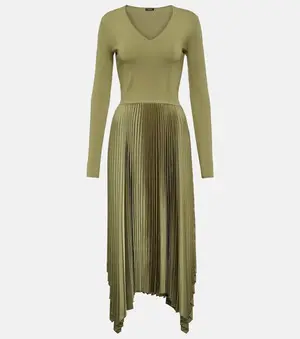 JOSEPH Dubois Plisse Midi Dress - Green