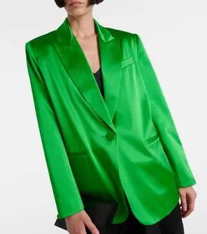 THE SEI Oversized Silk Blazer - Green