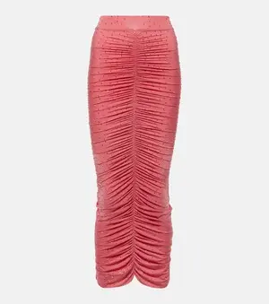 Alex Perry Embellished Ruched Maxi Skirt