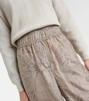 Brunello Cucinelli Floral Wide-leg Pants - Brown