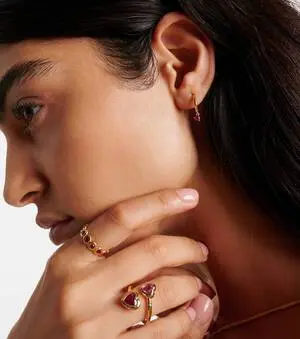OCTAVIA ELIZABETH 18kt Gold Ruby Hoop Earrings