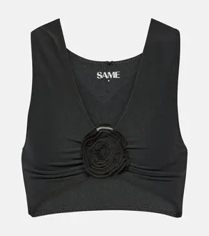 SAME Floral-applique Bikini Top - Black