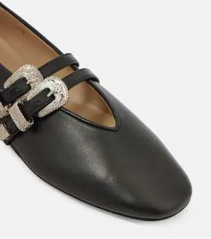 Le Monde Beryl Claudia Leather Ballet Flats - Black