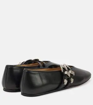 Le Monde Beryl Claudia Leather Ballet Flats - Black