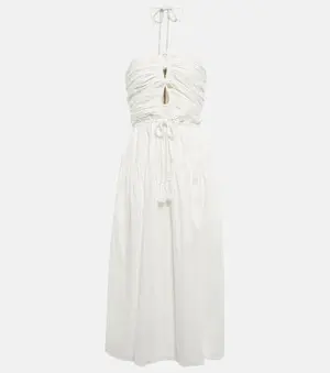 Ulla Johnson Emmaline Halterneck Cotton Poplin Midi Dress - White