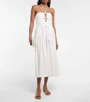 Ulla Johnson Emmaline Halterneck Cotton Poplin Midi Dress - White