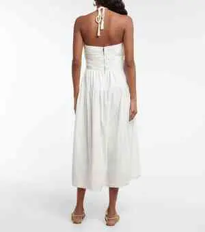 Ulla Johnson Emmaline Halterneck Cotton Poplin Midi Dress - White