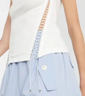 DION LEE Cutout Cotton-blend Top - White