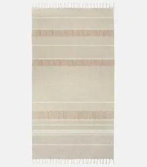 Brunello Cucinelli Fringed Linen-blend Lame Throw - Beige
