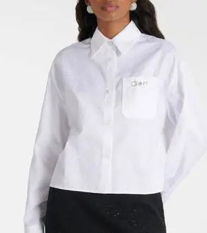 Versace Barocco Jacquard Cropped Cotton Shirt