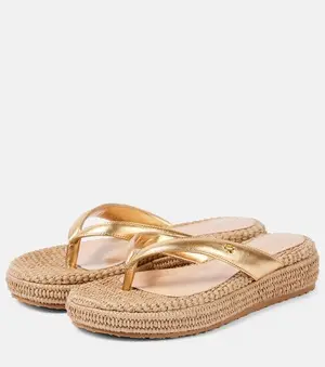 GIANVITO ROSSI Tahiti Woven Metallic Leather Thong Sandals